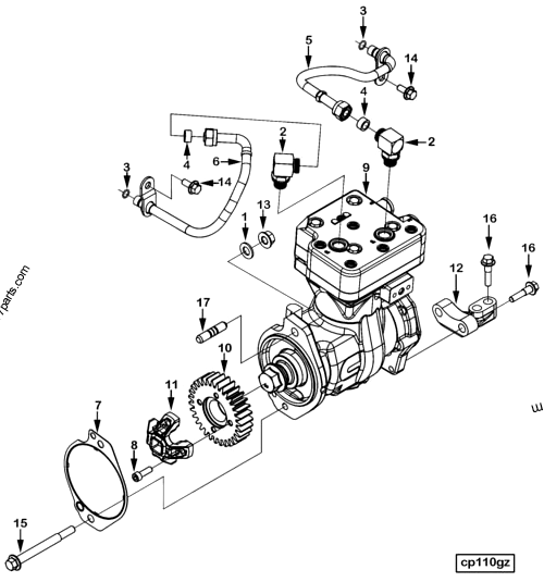 3687344 1 cylinder air compressor - Cummins spare part | 777parts.com