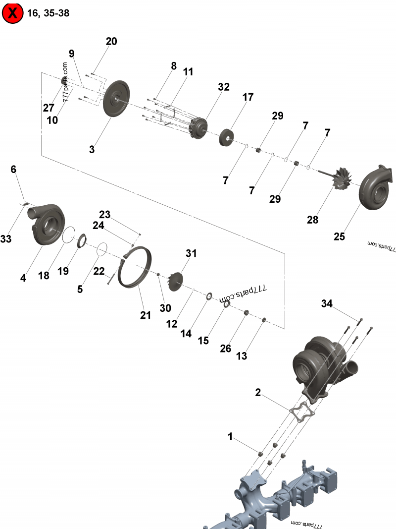 3798616 Turbocharger - Cummins spare part | 777parts.com