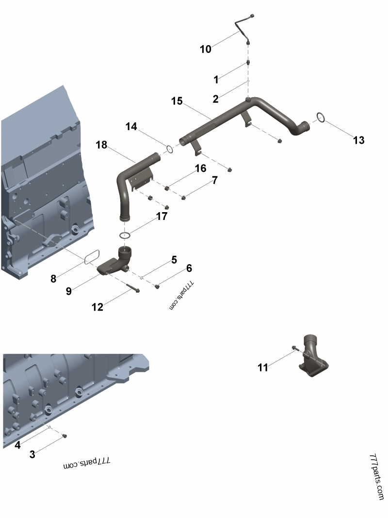4367122 Water transfer tube - Cummins spare part | 777parts.com