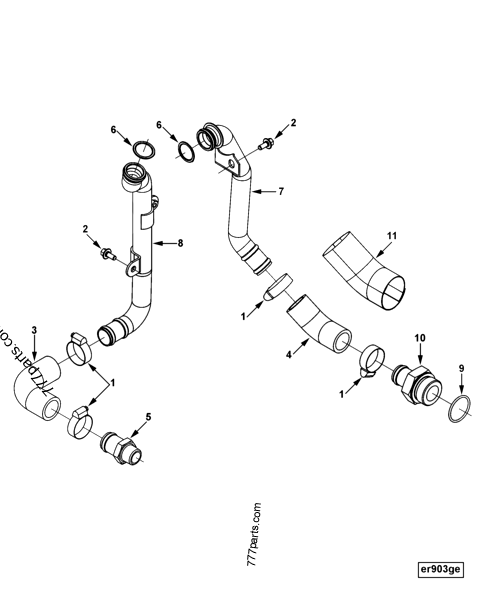 4945929 Water inlet tube - Cummins spare part | 777parts.com