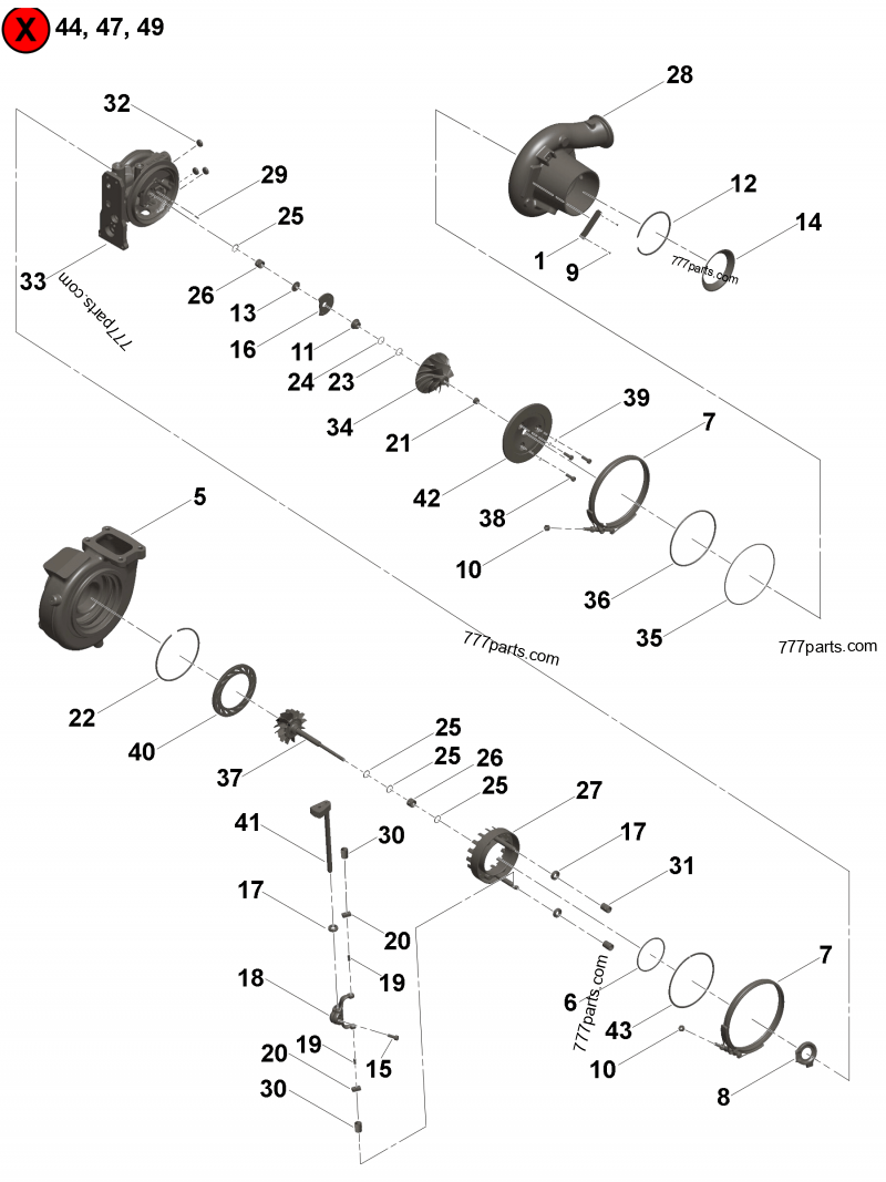 4955487 Turbocharger,he 07 vg mr - Cummins spare part | 777parts.com