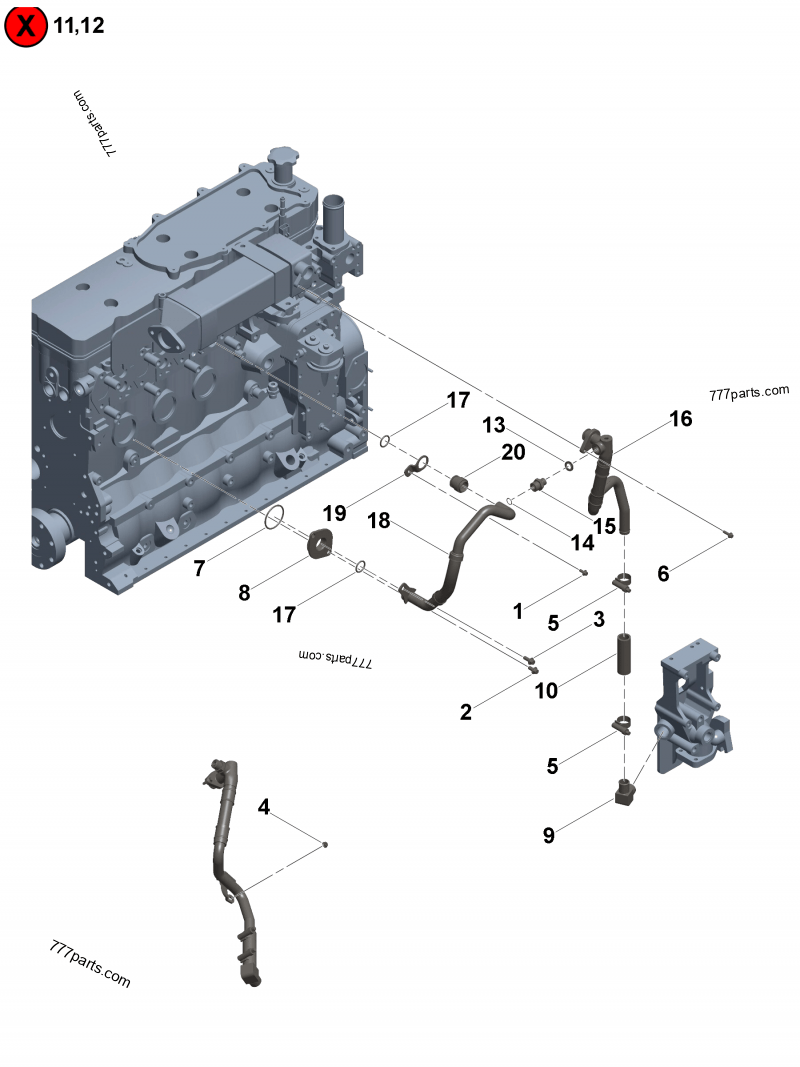 5262364 Water transfer tube - Cummins spare part | 777parts.com