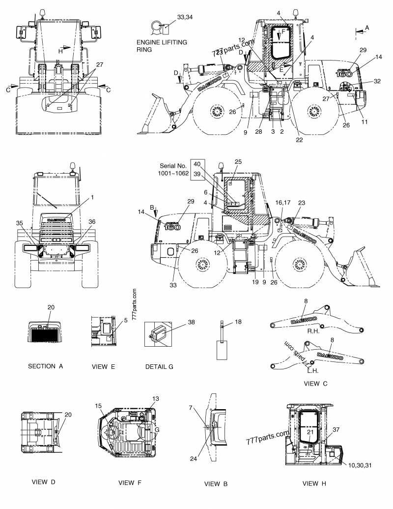 190-00383 PLATE, NAME(SWING AREA) - 19000383 - Doosan spare part ...