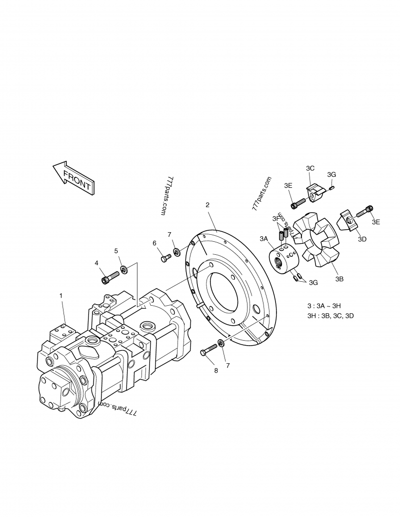 2401-9261B MAIN PUMP - 24019261b - Doosan spare part | 777parts.com