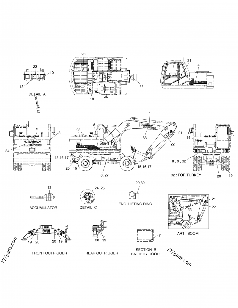 190-00983 PLATE, NAME - 19000983 - Doosan spare part | 777parts.com