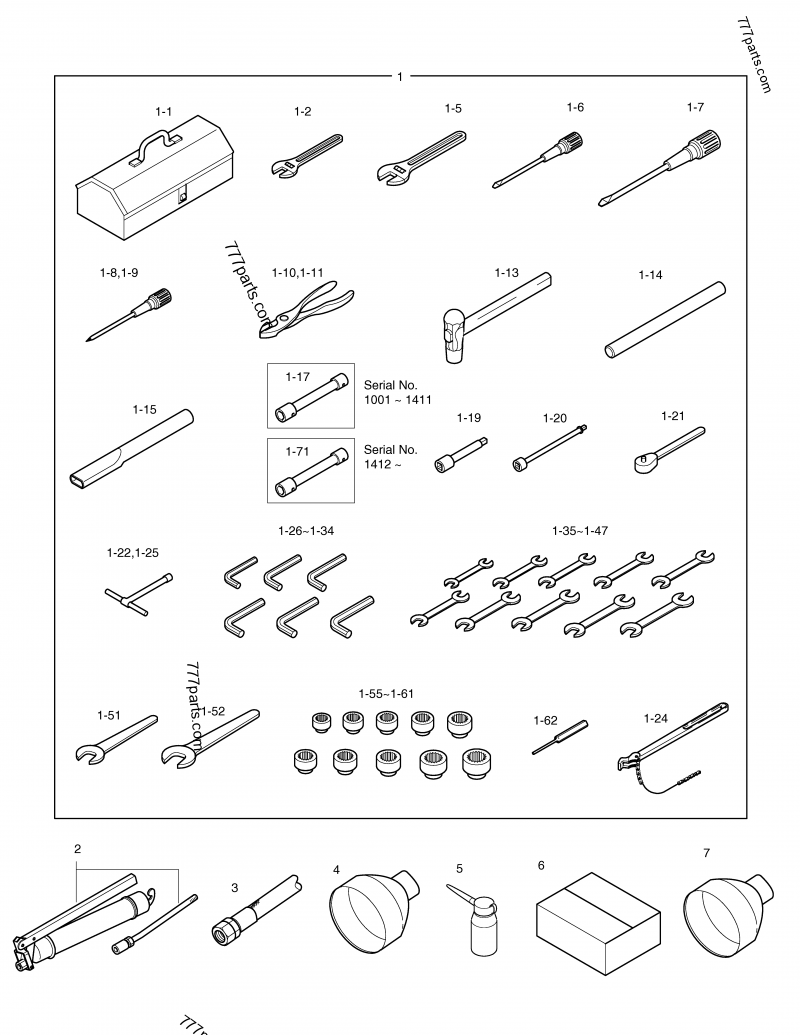 T6580008 WRENCH, ADJUSTABLE 6` - Doosan spare part | 777parts.com