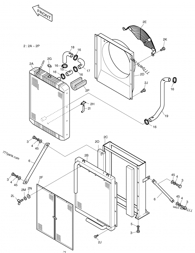 2202-9082C RADIATOR ASS'Y - 22029082c - Doosan spare part | 777parts.com