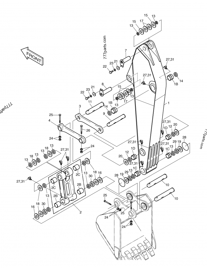 2701-1602G ARM SUB ASS'Y-2.9m - 27011602g - Doosan spare part | 777parts.com