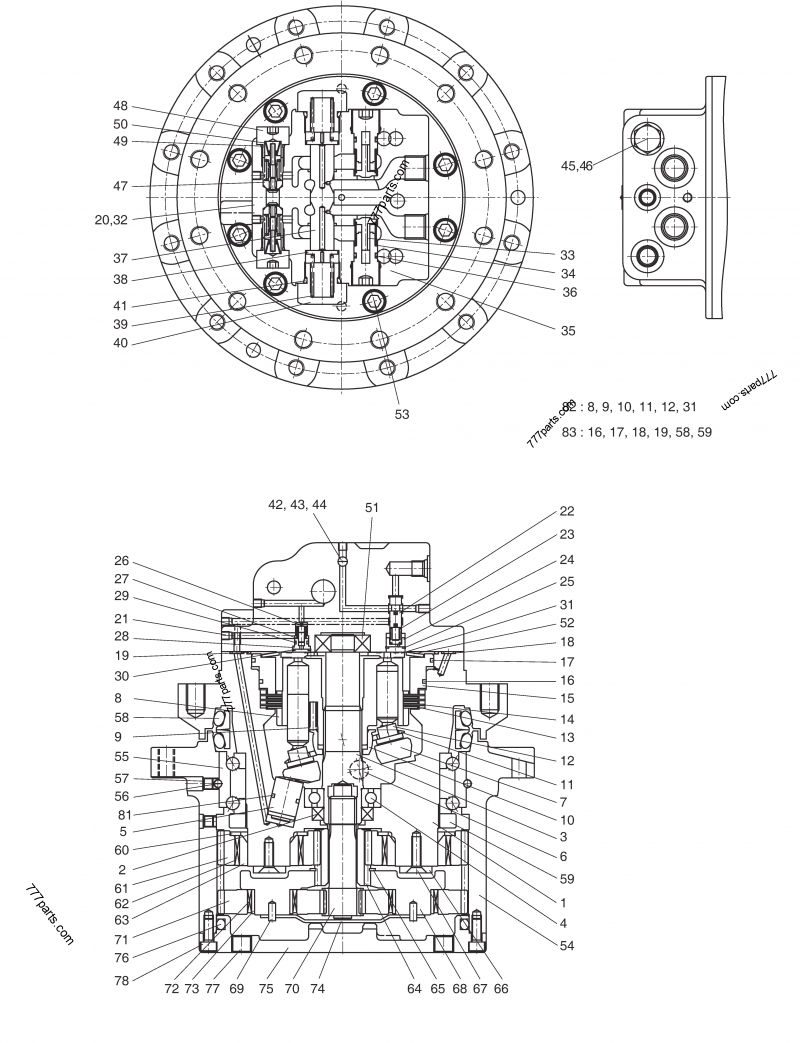 401-00335 MOTOR, TRAVEL - 40100335 - Doosan spare part | 777parts.com