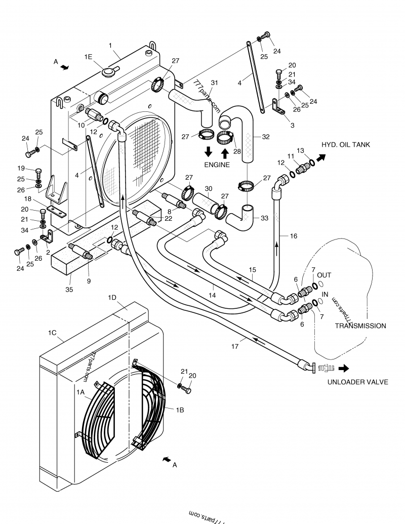 4185-4062 HOSE, WATER - 41854062 - Doosan spare part | 777parts.com