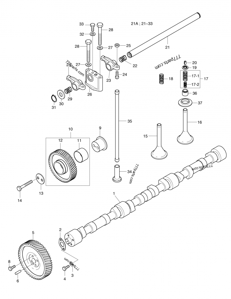 65.04401-0010 SHAFT, CAM - 65044010010 - Doosan spare part | 777parts.com