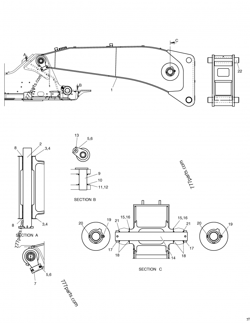 K1004421A PIN, BOOM FOOT - Doosan spare part | 777parts.com