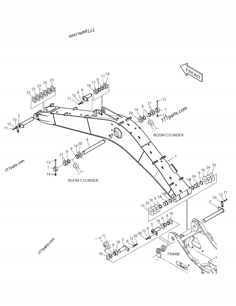 123-00671B PIN, BOOM FOOT - 12300671b - Doosan spare part | 777parts.com