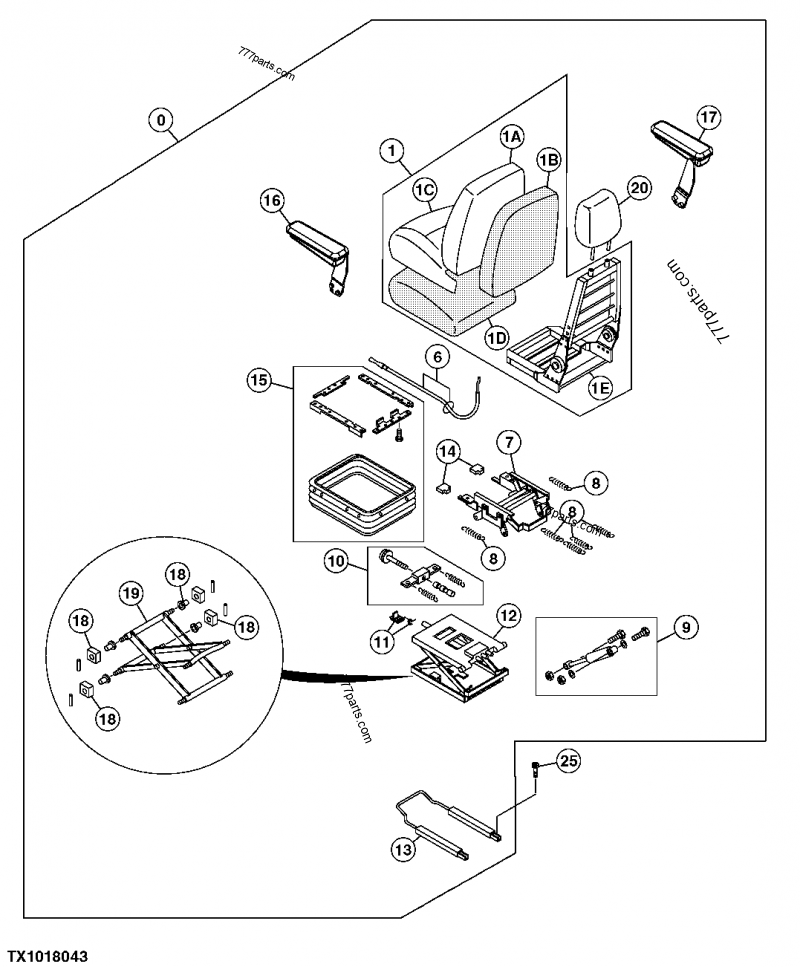 4454406R SEAT - Hitachi spare part | 777parts.com
