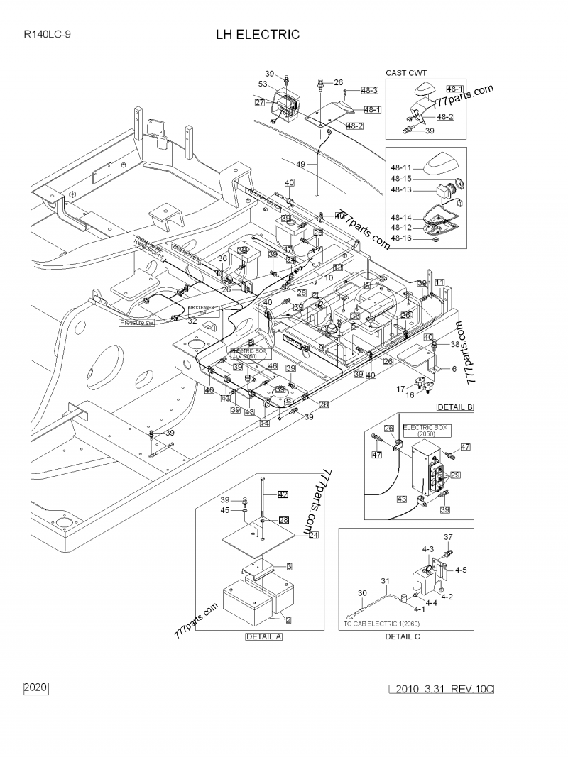 21QB-60700 WORK LAMP ASSY - 21qb60700 - Hyundai spare part | 777parts.com