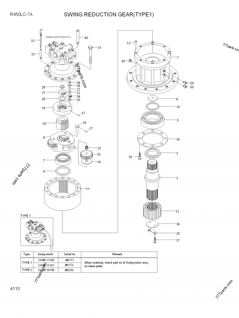 31NB-11150 SWING REDUCTION GEAR - 31nb11150 - Hyundai spare part ...