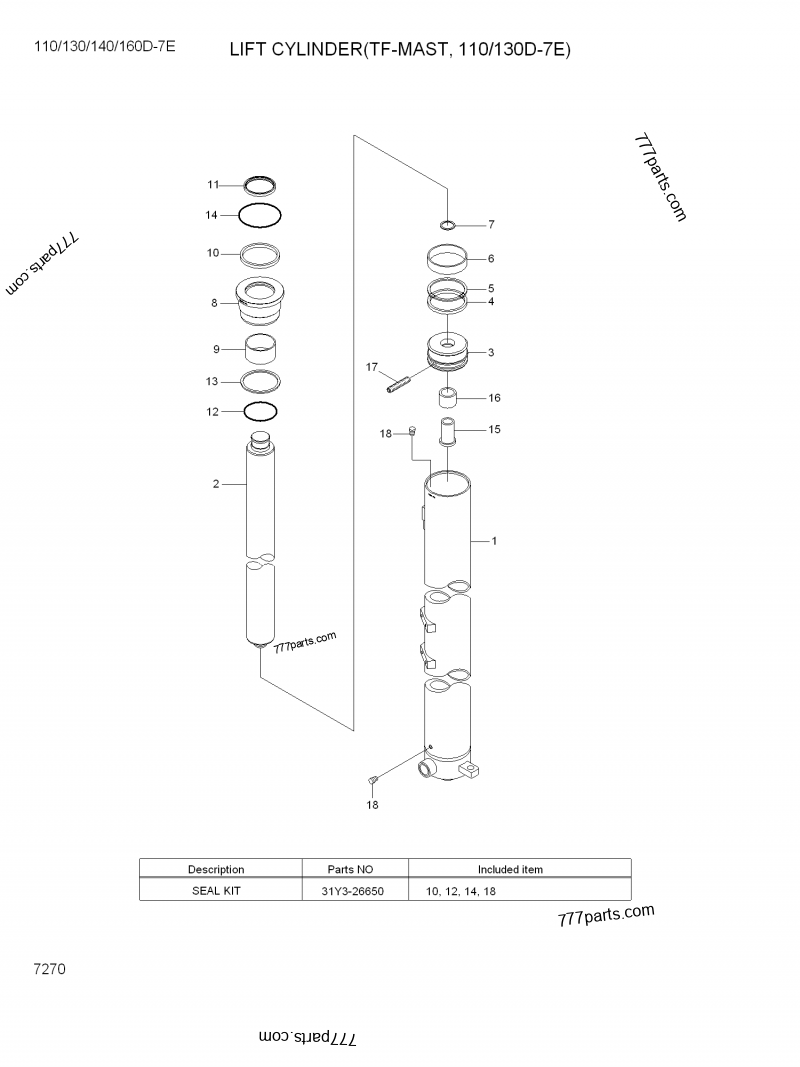 33FT-07461 LIFT CYLINDER-LH - 33ft07461 - Hyundai spare part | 777parts.com