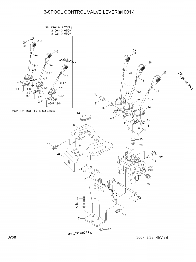 37FV-40130 MCV C/LEVER ASSY-ATT - 37fv40130 - Hyundai spare part ...