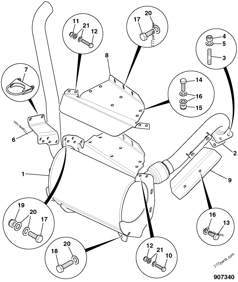 332/S3876 Bracket, exhaust/sheild - 332s3876 - JCB spare part ...