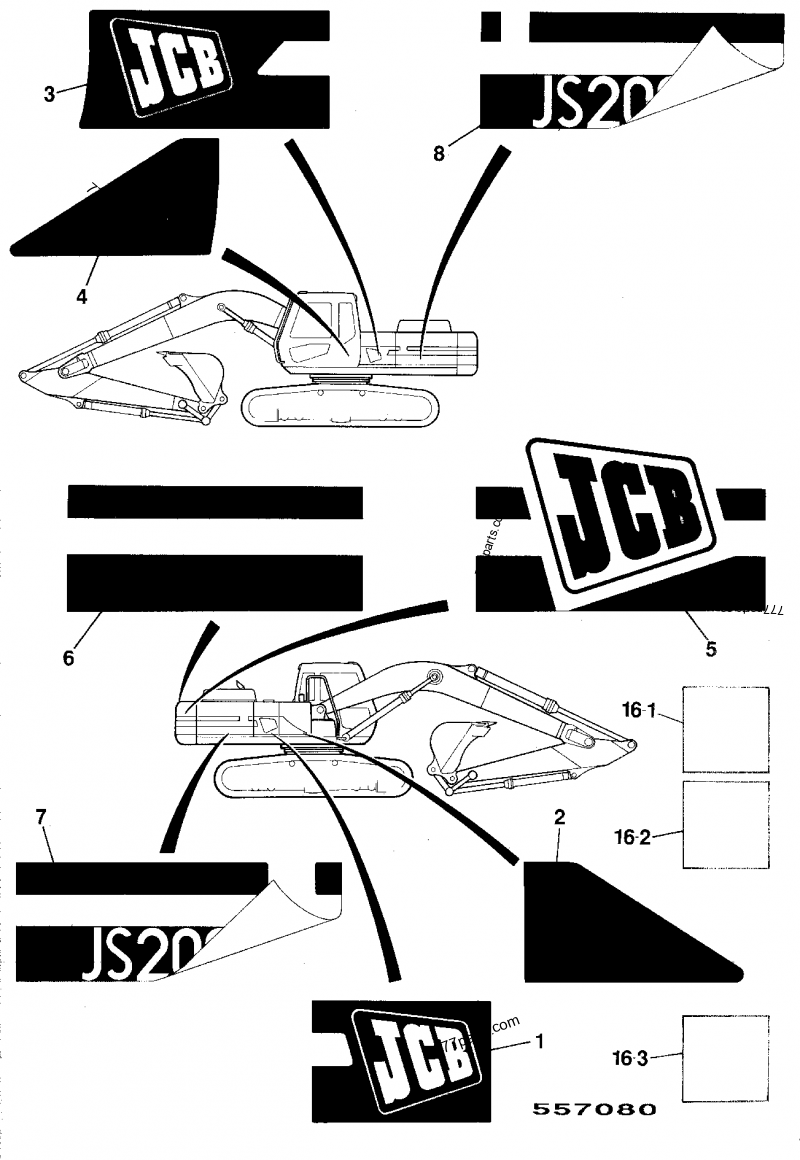JRP0172 Label, overload warning, JS200/JS220L - JCB spare part ...