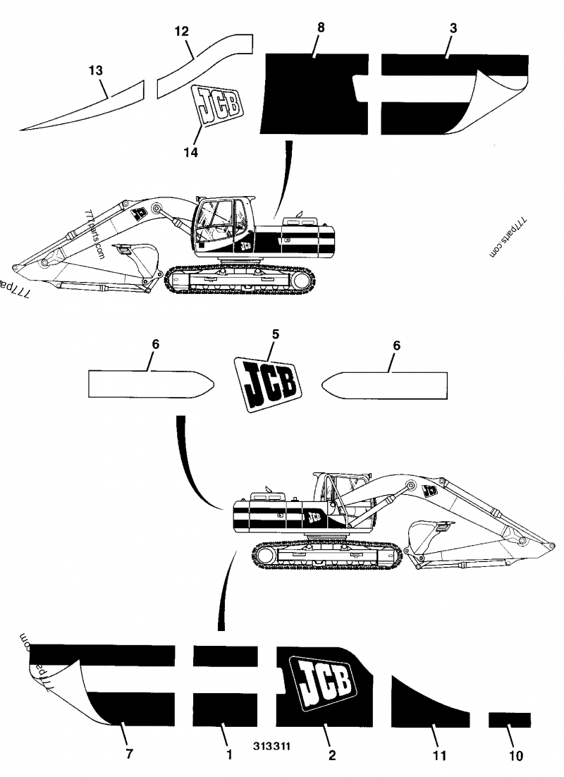 JRP0172 Label, overload warning, JS200/JS220L - JCB spare part ...