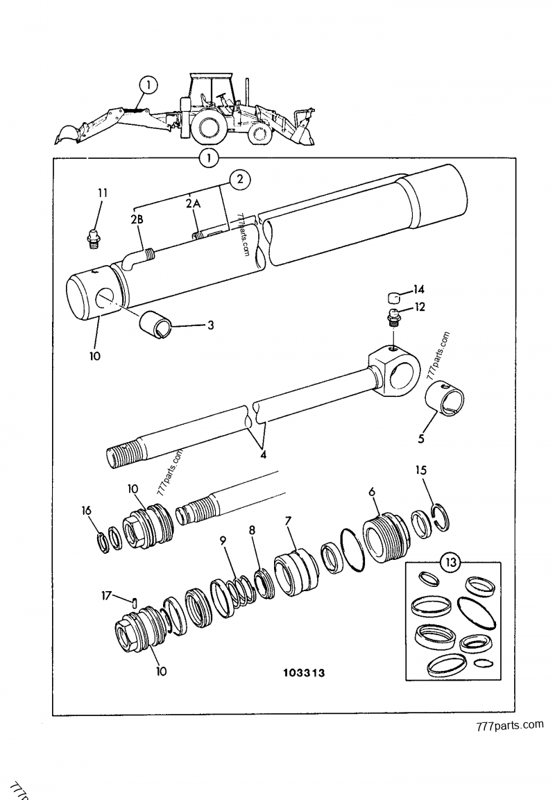 559/43100 Cylinder, dipper ram - 55943100 - JCB spare part | 777parts.com