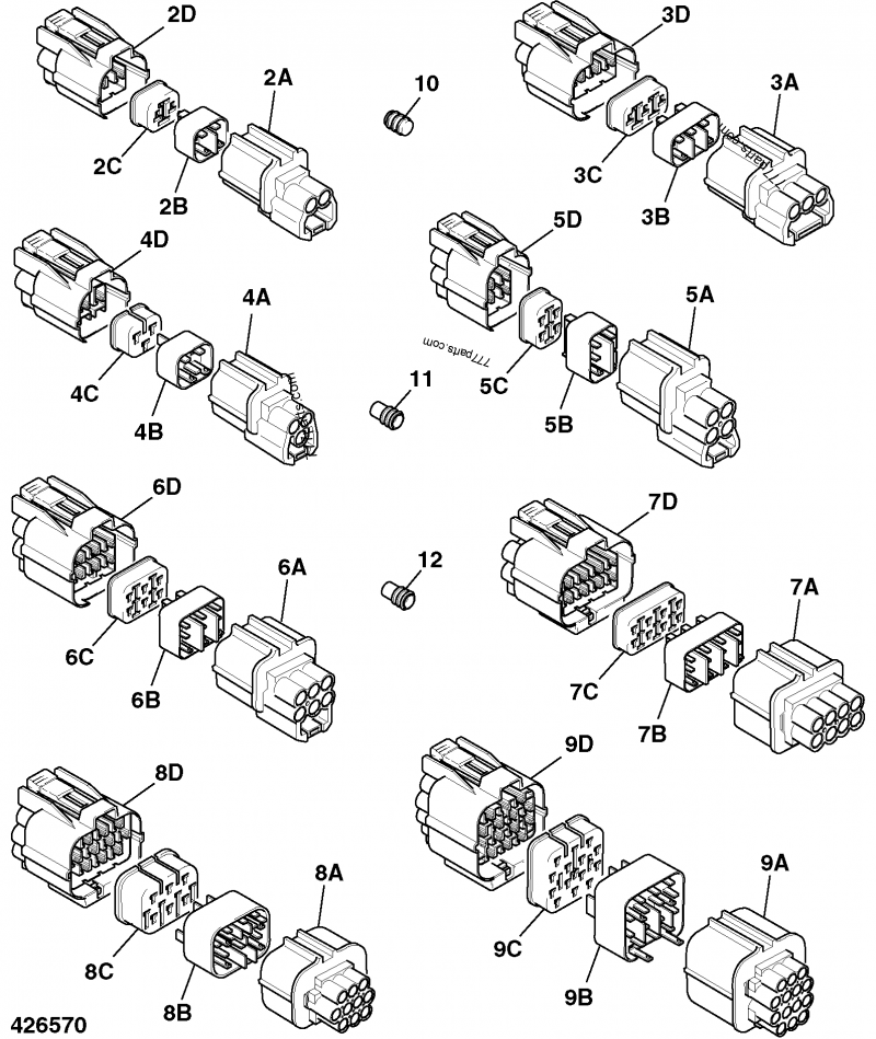 7213/0001 Connector, 3 way female socket - 72130001 - JCB spare part ...