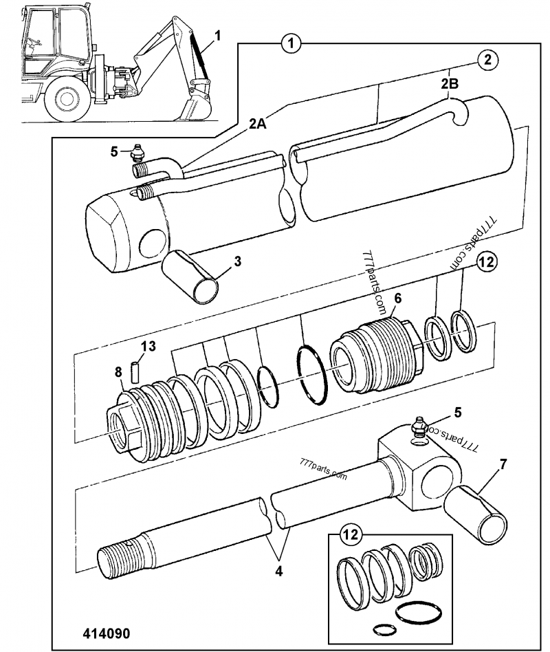 553/70196 Cylinder, bucket ram - 55370196 - JCB spare part | 777parts.com