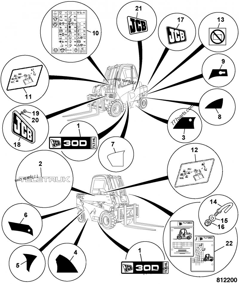 817/20422 Label, load chart 3.0T 2WD, standard carriage - 81720422 ...