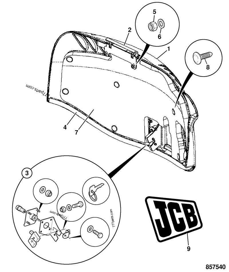 238/11369 Hinge, Rear Bonnet Assembly - 23811369 - JCB spare part ...