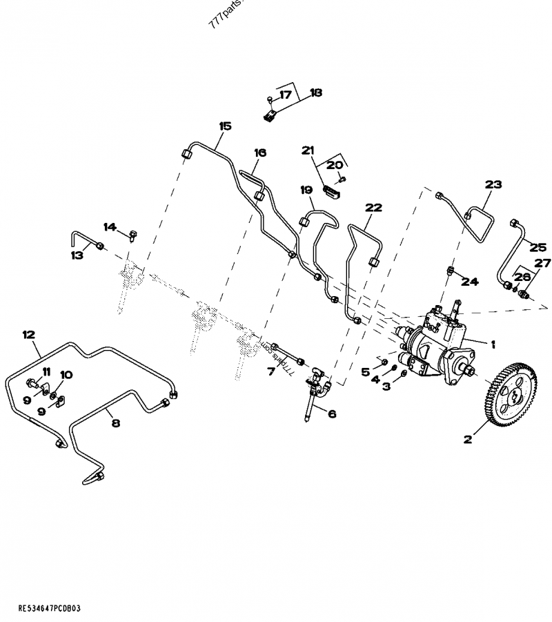 RE533748 Fuel Line - John Deere spare part | 777parts.com