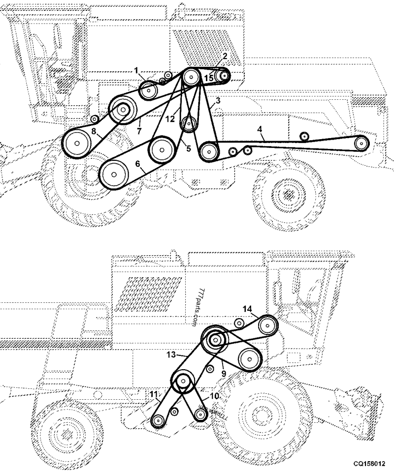 John Deere Combine Line Drawing