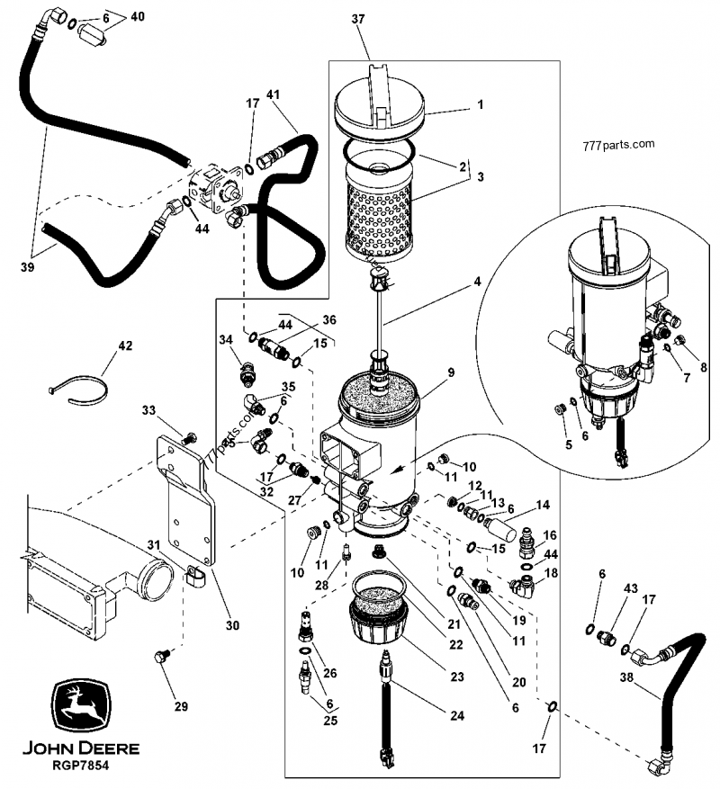 RE507284 Fuel Filter - John Deere spare part | 777parts.com