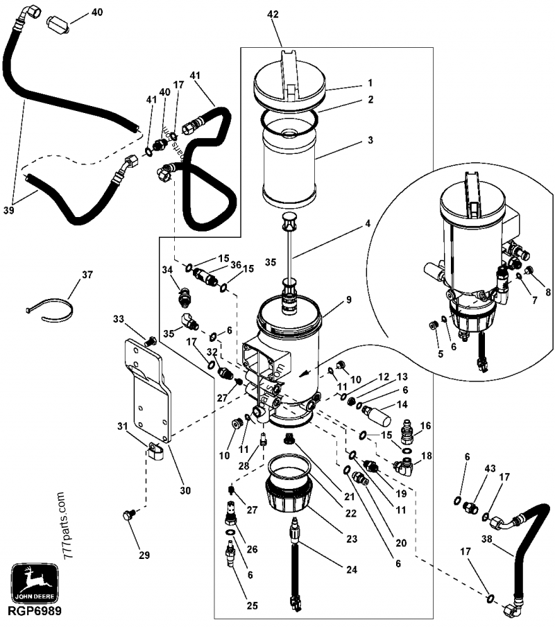 RE507284 Fuel Filter - John Deere spare part | 777parts.com