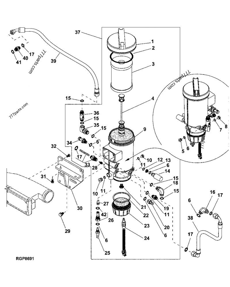 RE507284 Fuel Filter - John Deere spare part | 777parts.com