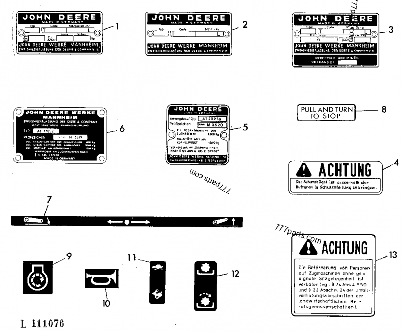 T30035 SERIAL NUMBER PLATE - John Deere spare part | 777parts.com