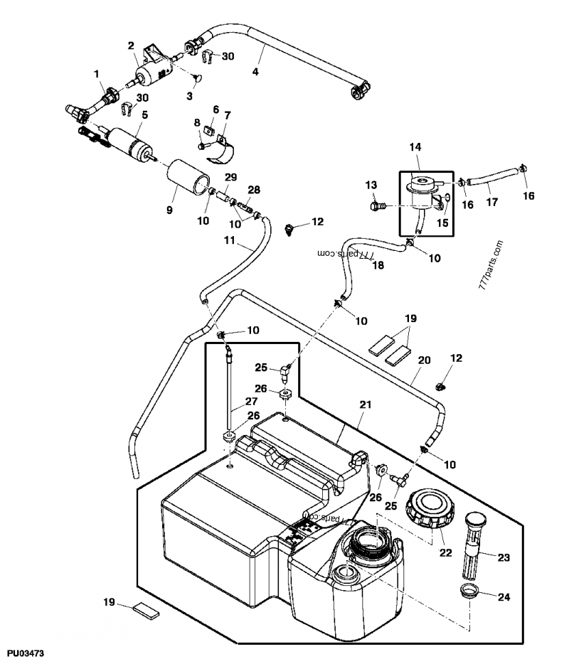 AM107314 Fuel Filter - John Deere spare part | 777parts.com