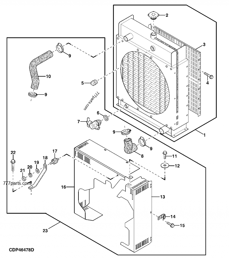 RE507888 Radiator - John Deere spare part | 777parts.com