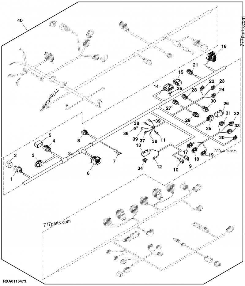 57M9772 Elec. Connector Hous - John Deere spare part | 777parts.com