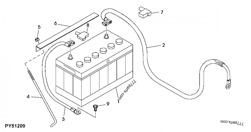 RE268023 Wet Charged Battery - John Deere spare part | 777parts.com