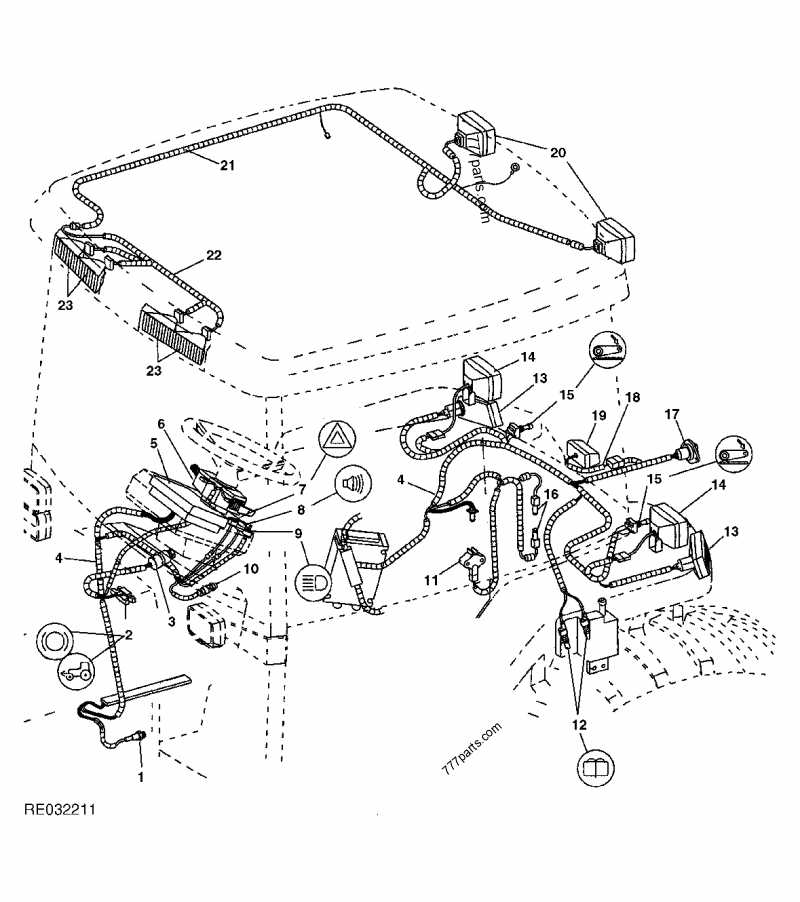 RE43580 Cab Wiring Harness - John Deere spare part | 777parts.com
