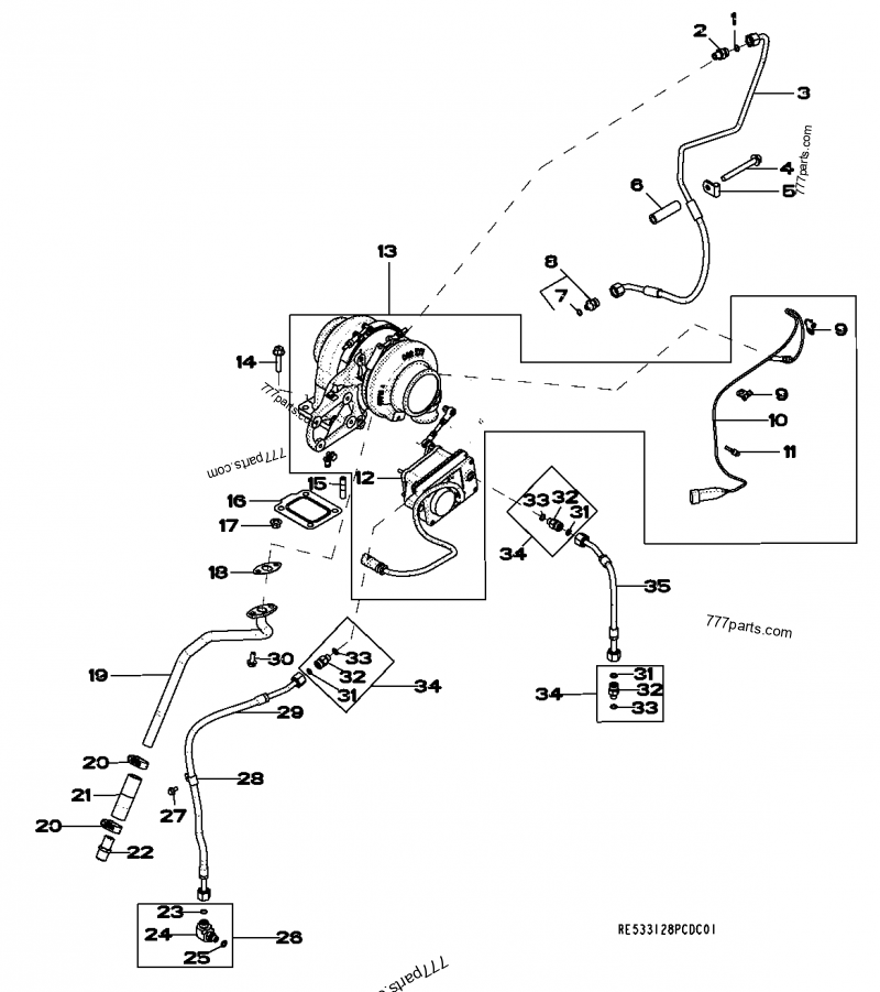 RE528565 Hose - John Deere spare part | 777parts.com