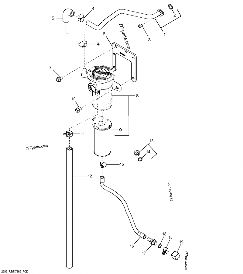 RE544804 Filter Head - John Deere spare part | 777parts.com