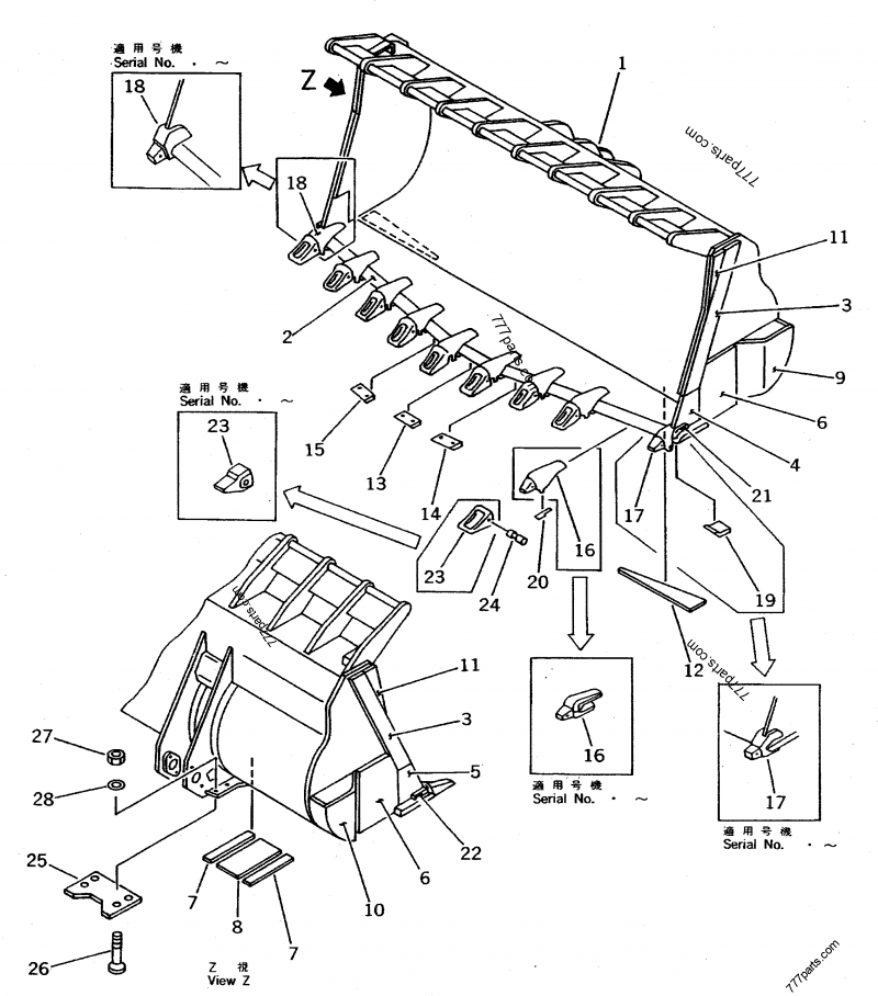 427-70-12113 BUCKET - 4277012113 - Komatsu spare part | 777parts.com