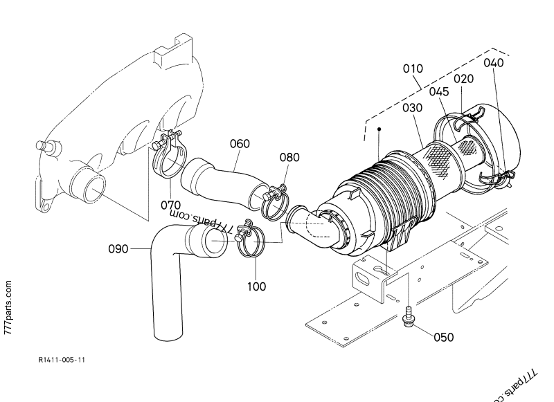 R2511-42250 TUBE,INLET - r251142250 - Kubota spare part | 777parts.com