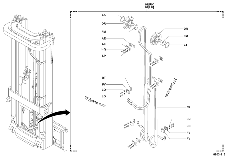 30307T9A1071 MAST PIPING KIT, RH - Toyota spare part | 777parts.com