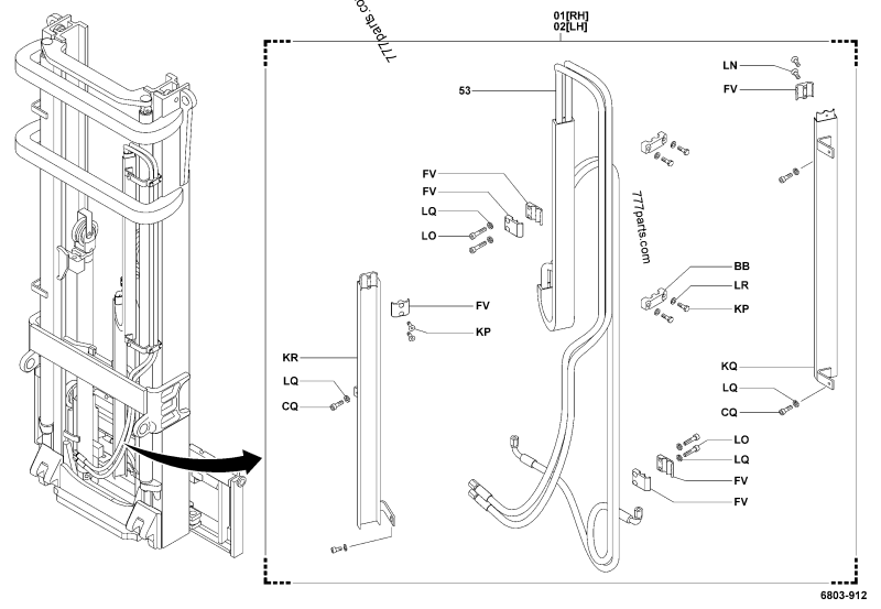 30318T9A3071 MAST PIPING KIT, RH - Toyota spare part | 777parts.com