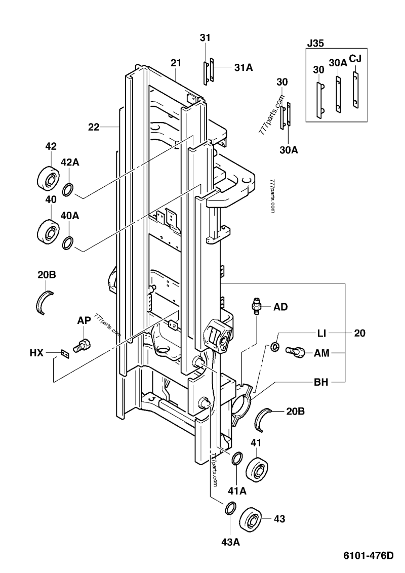 615052334371 MAST SUB-ASSY, INNER - Toyota spare part | 777parts.com