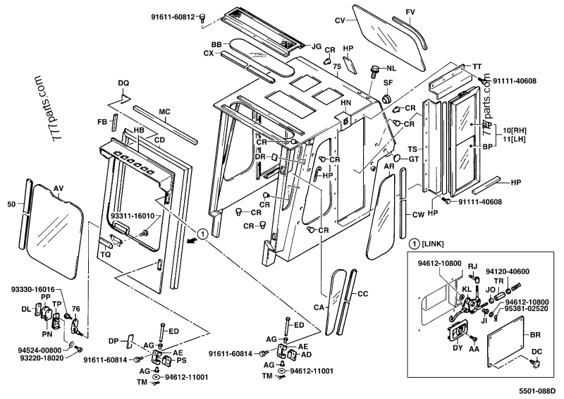 553054250071 HINGE SUB-ASSY - Toyota spare part | 777parts.com