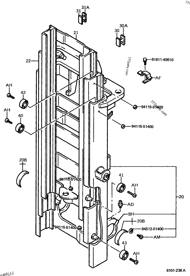 616011300071 MAST SUB-ASSY, INNER - Toyota spare part | 777parts.com